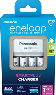 Panasonic Eneloop BQ-CC55E battery charger + 4 AA Eneloop (2000 mAh ...